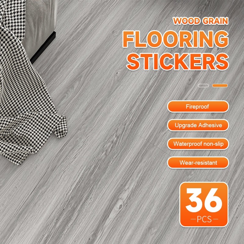 Floor Stickers 36pcs 2mm thick Wooden Design 91X15 cm Vinyl Adhesive ...