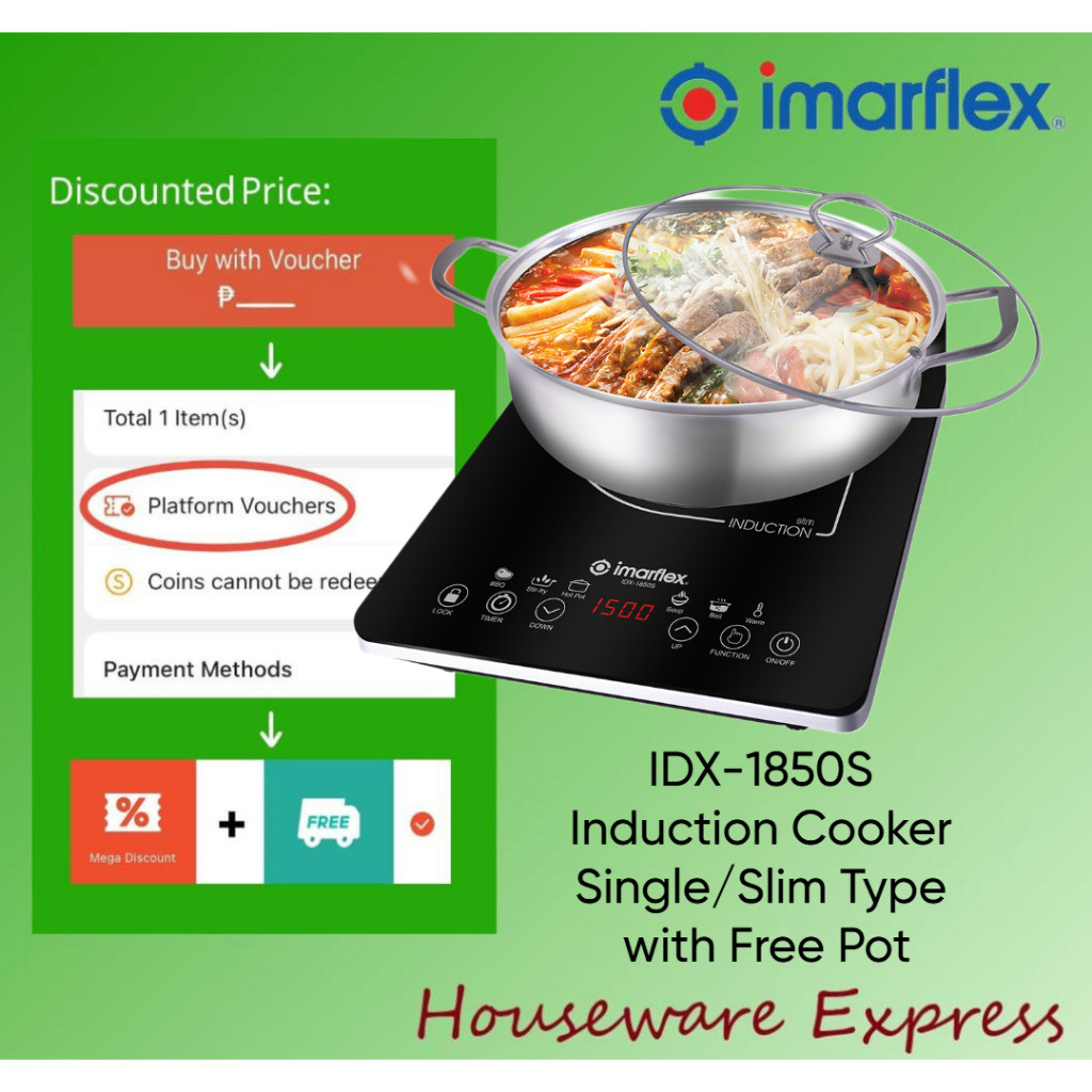 Imarflex IDX-1850S Induction Cooker Single with free Pot IDX1850S ...