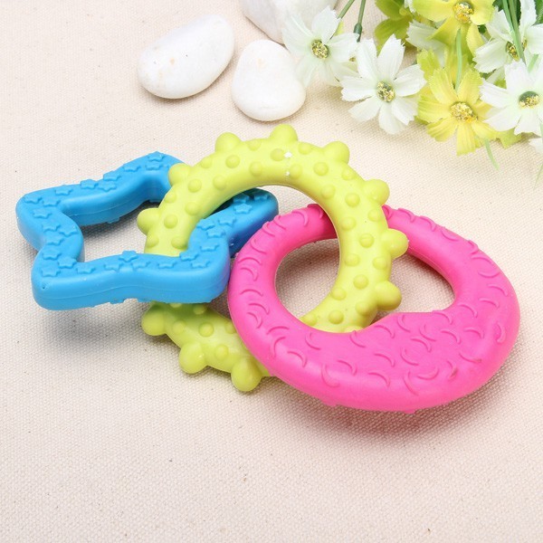 3 in 1 Pet Dog Round Ring Teether and Pet Dental Chew Toys TPR Rubber ...