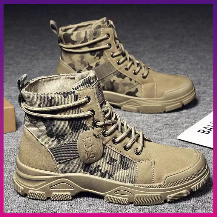 Men's Martin Boots 2025 New Canvas Boots Retro Camouflage High-Top ...