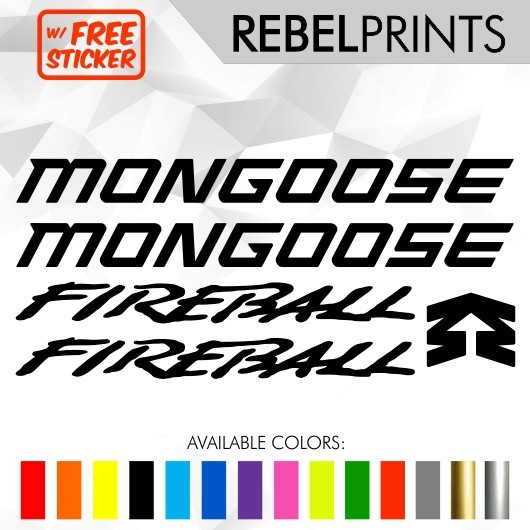 MONGOOSE FIREBALL Bike Frame Sticker Decals Vinyl for Mountain Bike and ...