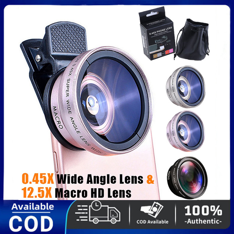 2 Functions Mobile Phone Lens 0.45X Wide Angle Len & 12.5X Macro HD ...