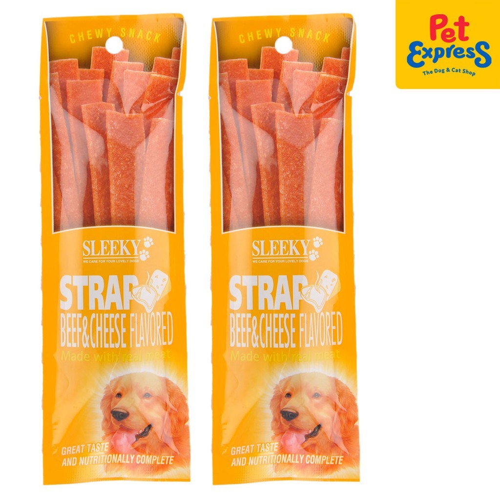 Sleeky Chewy Snack Strap Beef and Cheese Dog Treats 50g (2 packs ...