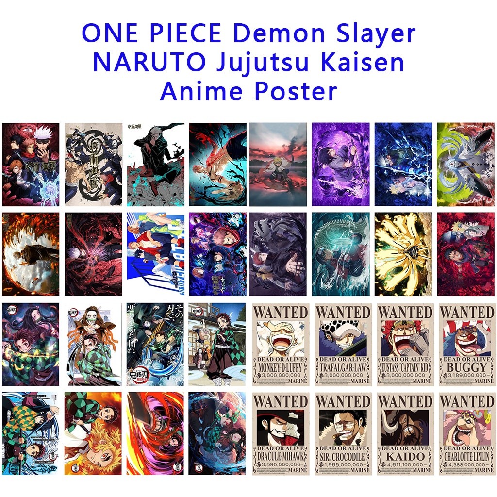 8pcs Anime Posters One Piece Naruto Hunter Arena Of Valor Poster ...