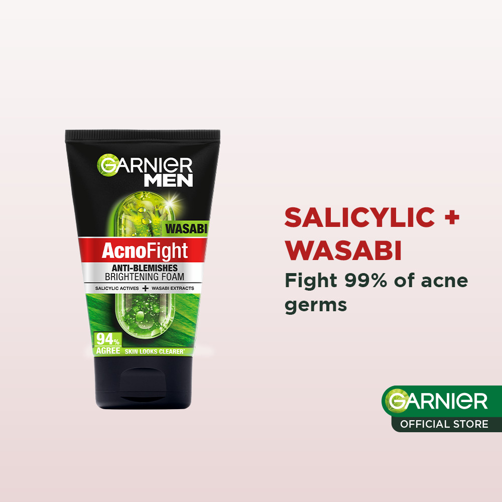 NEW Garnier Men Acno Fight Anti-Acne Scrub in Foam Cleanser (50ml/100ml ...
