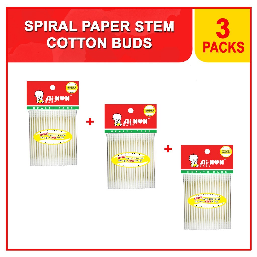 Ainon Baby Spiral Cotton Buds (1440 Tips) Anti-bacterial Paper Stem ...