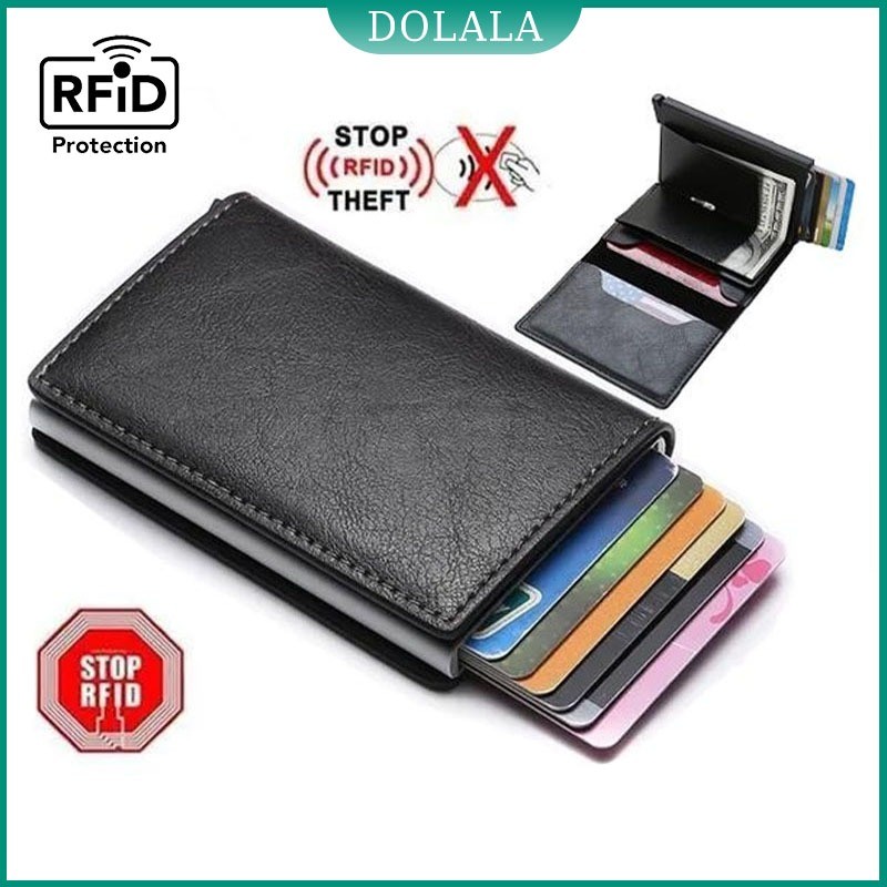 RFID ATM Card Holder Pop Up Credit Card Holder Wallet For Men Leather ...