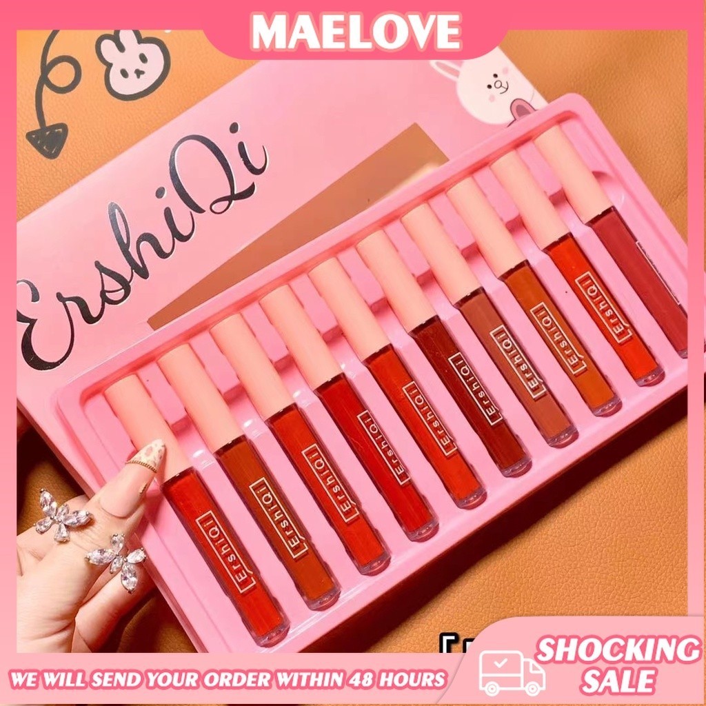 ErshiQi Lip set 10pcs Lip tint set Waterproof Lipstick Set Matte lipgloss tint set Makeup ...