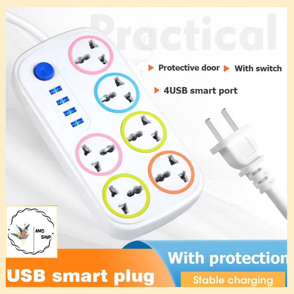 100% Original AMZ Power Universal Socket Extension with USB Ports Multi ...