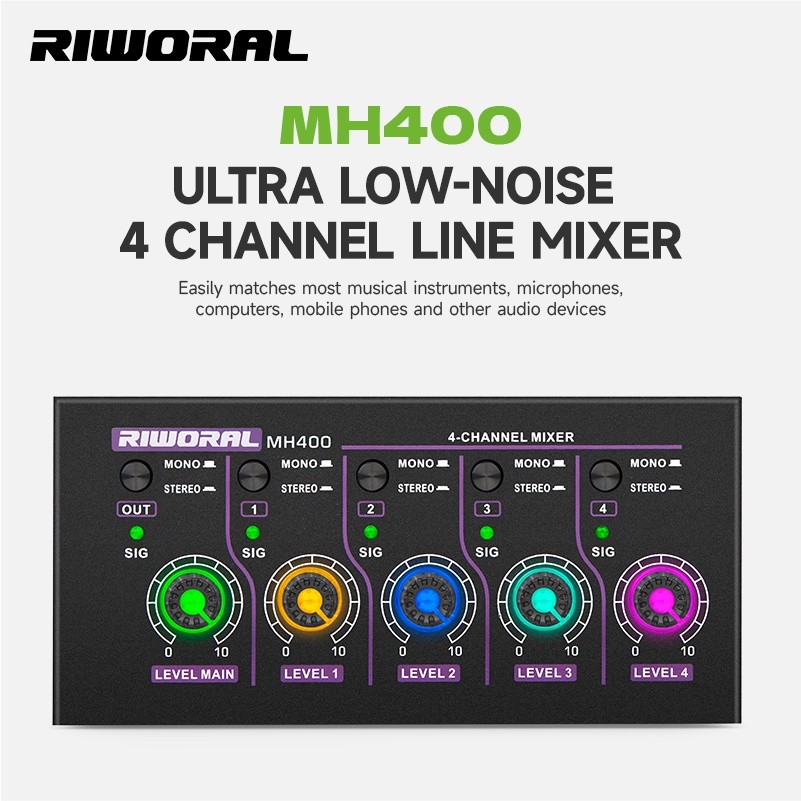 Riworal MH400 Micro Sound Mixer Ultra Compact Low Noise 4 Channels ...