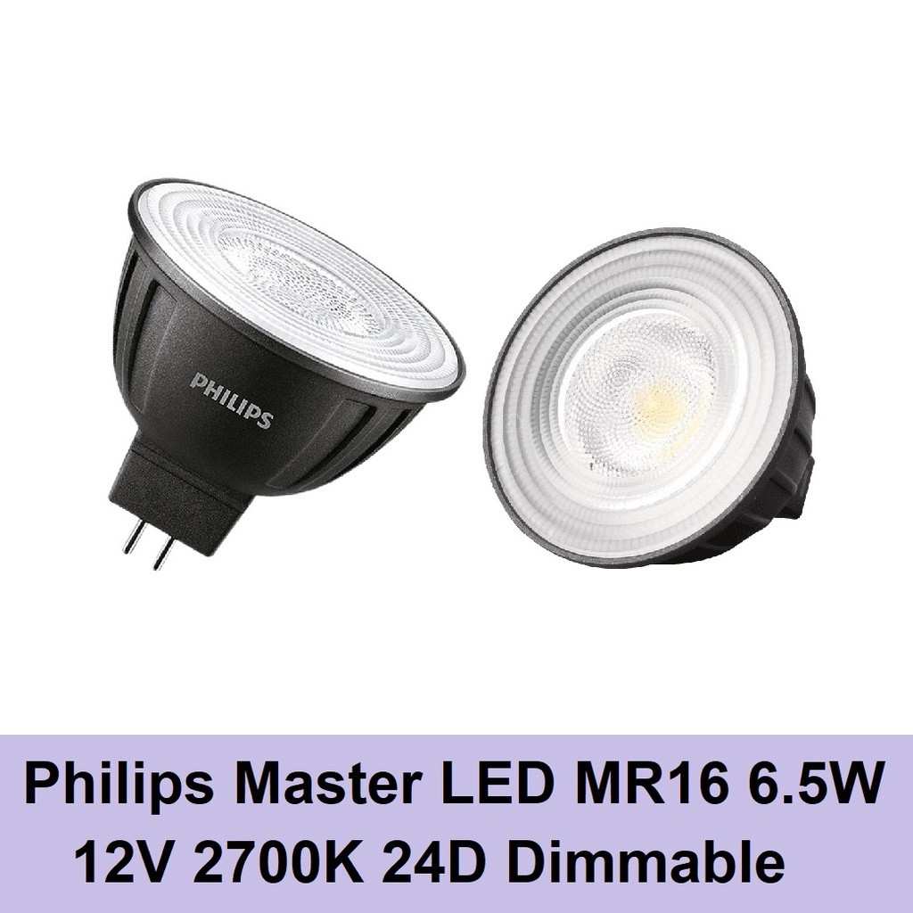 Philips Master LED MR16 6.5W 12V 2700K 24D Dimmable LED Downlight Globe ...