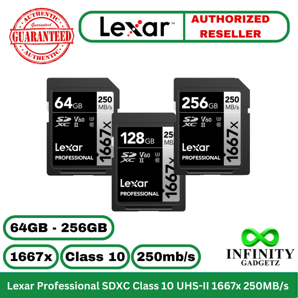 Lexar Professional SDXC UHS-II 250MB/s 1667x U3 V60 4K SD Card Memory ...