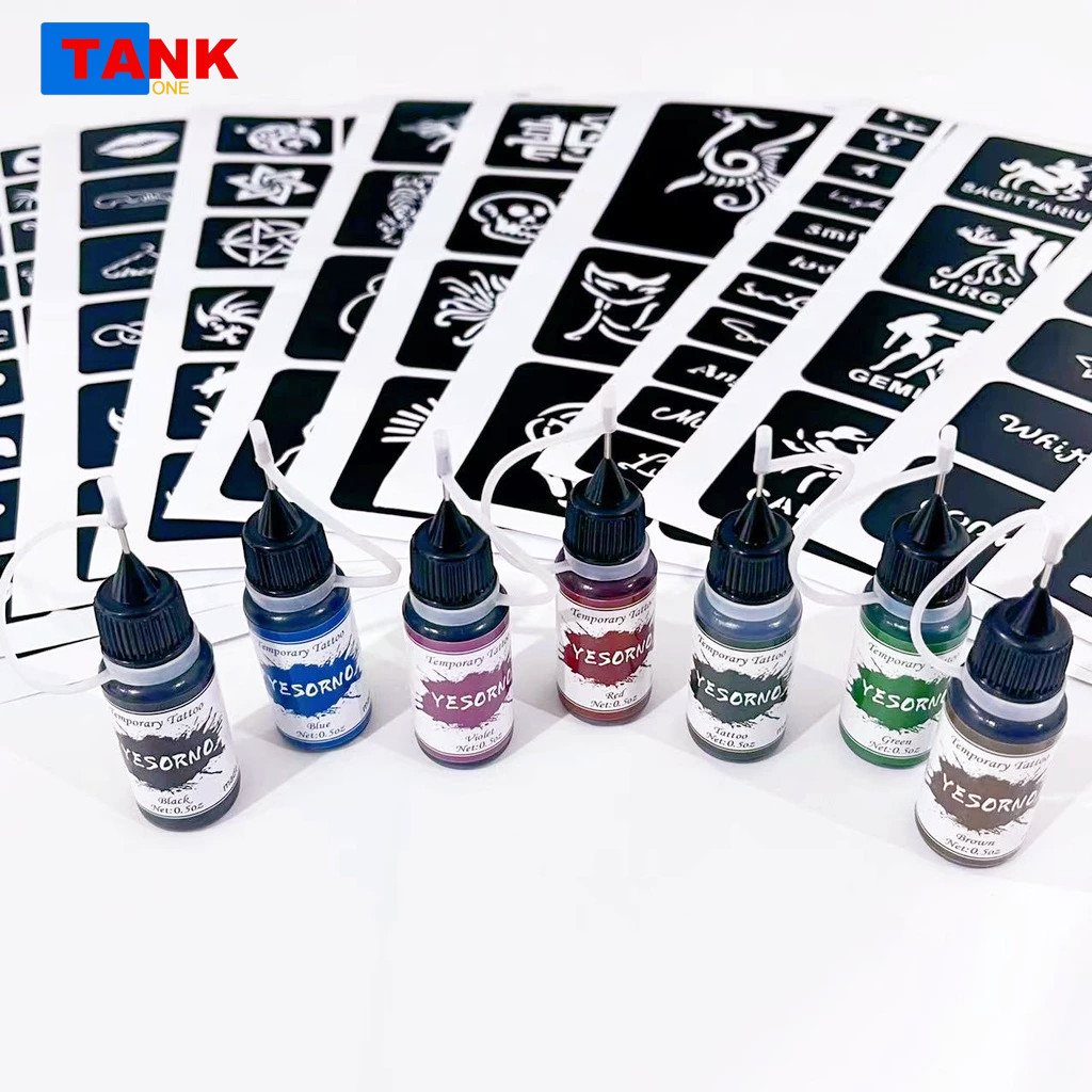 7 Color ink And 500+ Reusable Tattoo Design Template Pattern Temporary ...