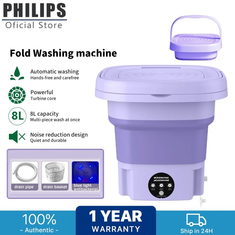 PHILIPS Portable New Mini Foldable Portable Washing Machine 8L fully automatic Children Washer ...