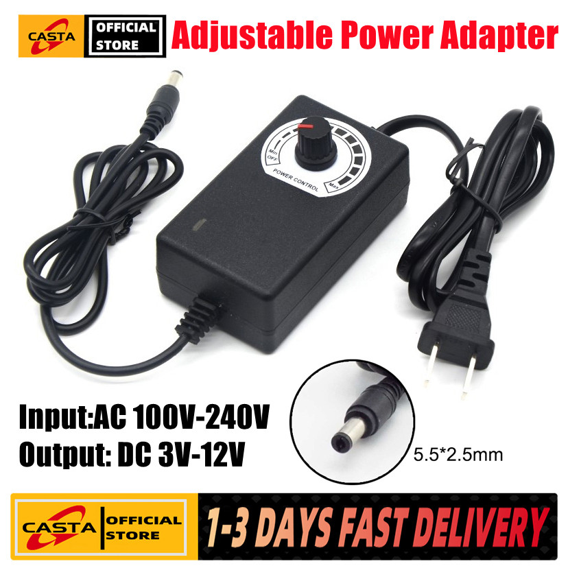 Power Supply Adjustable Variable Universal AC/DC Adapter 100V-240V AC ...