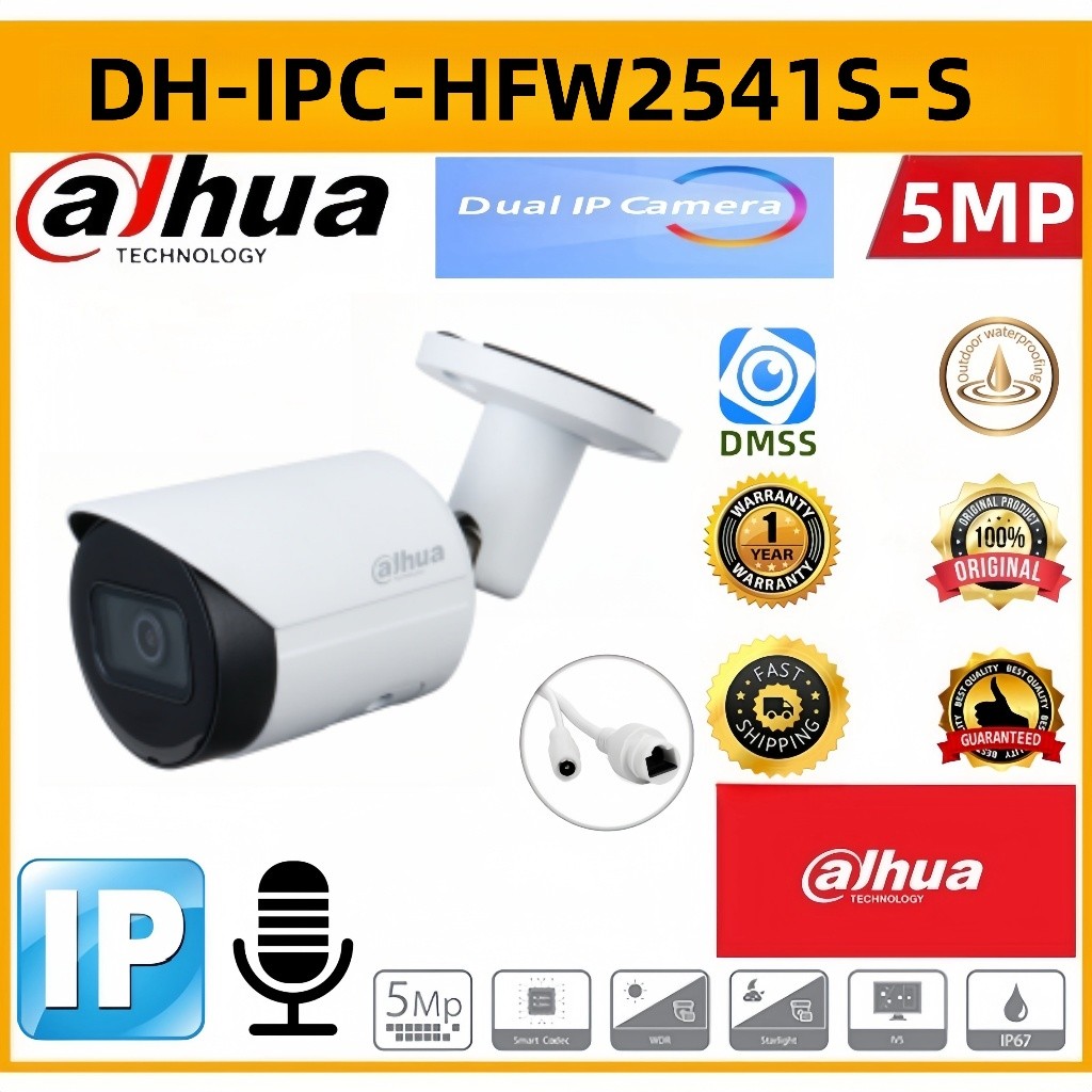 Dahua Network Camera 5MP HD Starlight With audio Bullet Wired Outdoor ...
