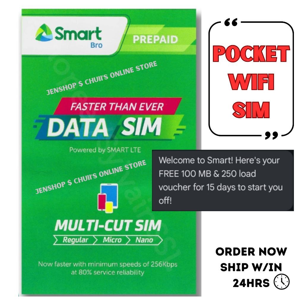 Pocket wifi sim ( smartbro DATA SIM) 250 load voucher or Unli data ...