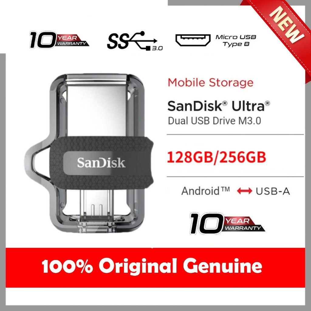 Ultra SDDD3 OTG / Dual USB Drive M3.0 128GB/256GB (Translucent Black ...