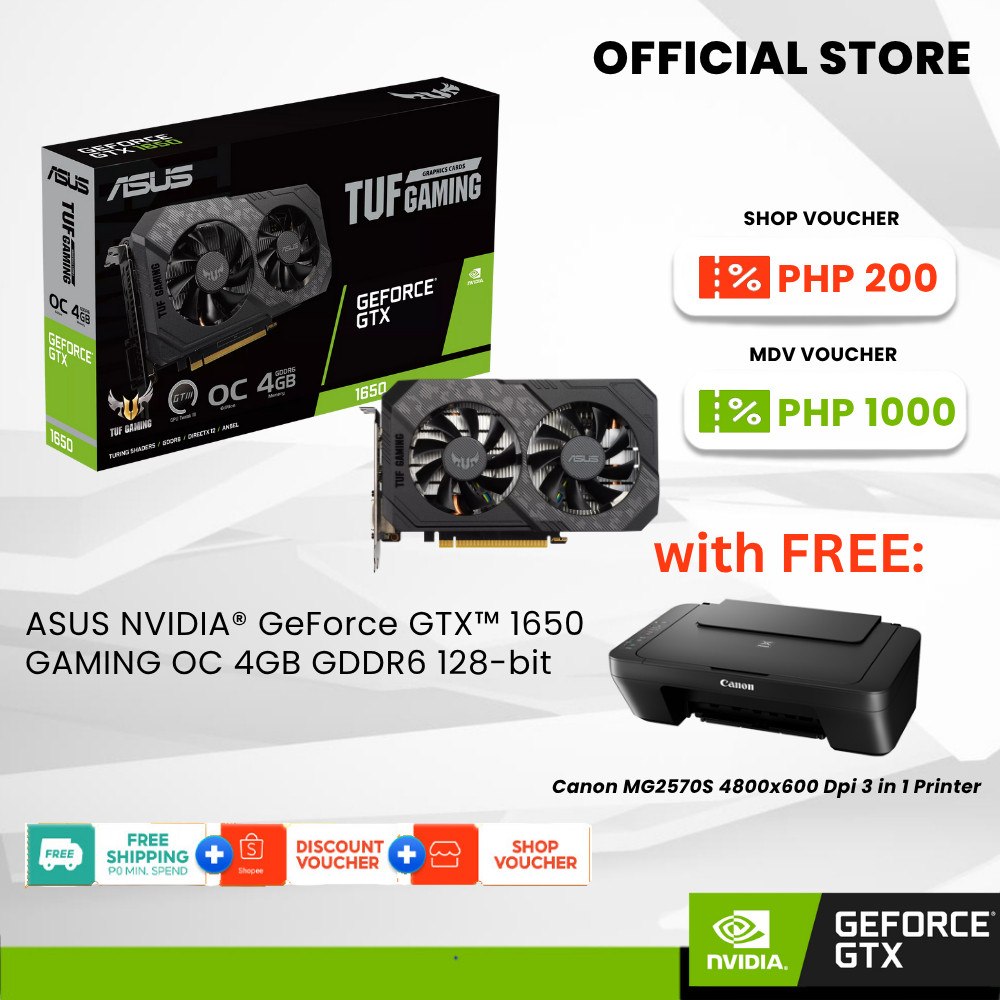ASUS TUF NVIDIA GeForce GTX 1650 OC Edition 4GB GDDR6 Graphic Card ...