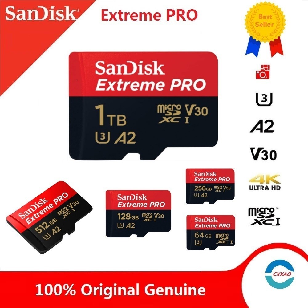 (COD) Sandisk 512GB 1TB Extreme PRO Micro SD Card 32GB/64GB/128GB/256GB SDXC V30 A2 Memory Card ...