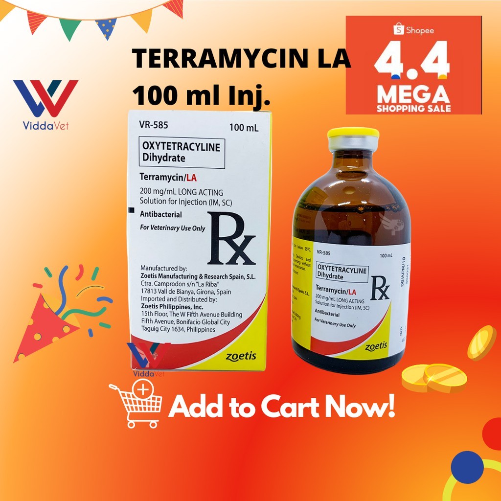 Viddavet-Terramycin La 100ml for animals EXP. oct 2024 | Shopee Philippines