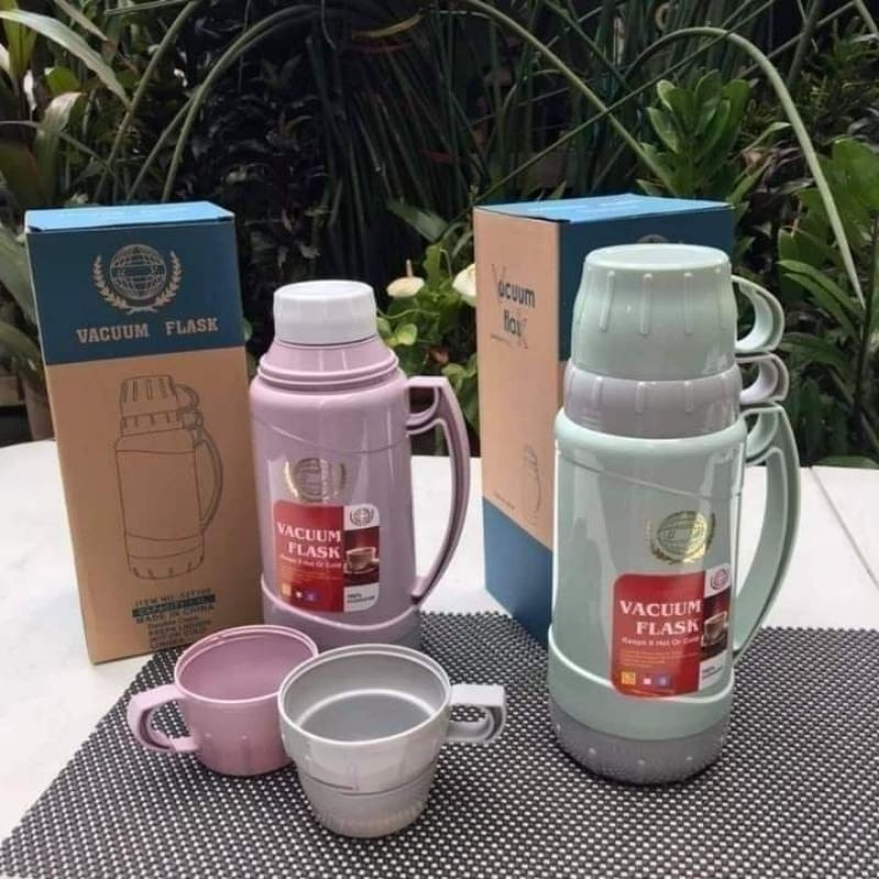 Vacuum Flask Thermos 1.1 Liter with 2 cups keep hot or cold | Shopee ...