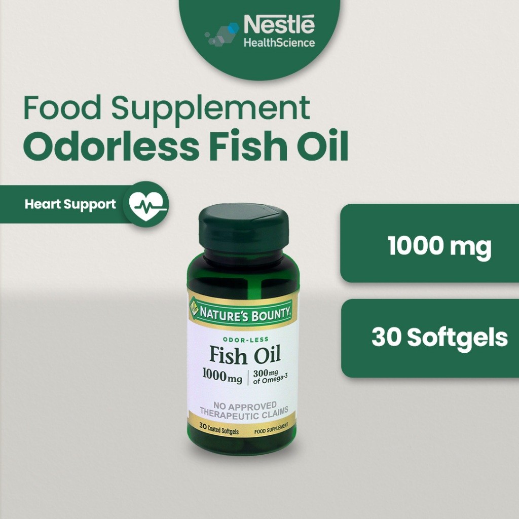 Nature's Bounty Odorless Fish Oil Omega 3 1000mg 30 softgels Dietary ...