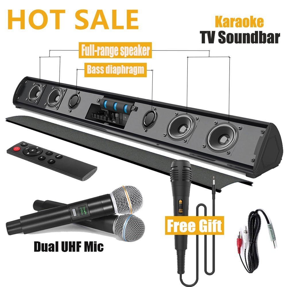 Home Theater Microphone Sound Bar KTV Wireless Karaoke EQ TV Speaker ...