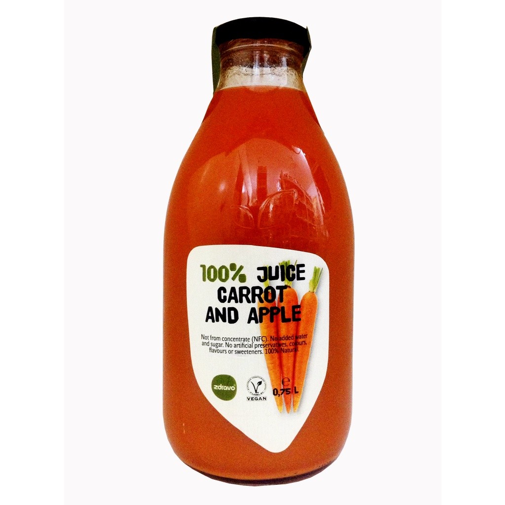 Zdravo Carrot & Apple Juice - Organic - 100% Pure - From Serbia (750ml ...