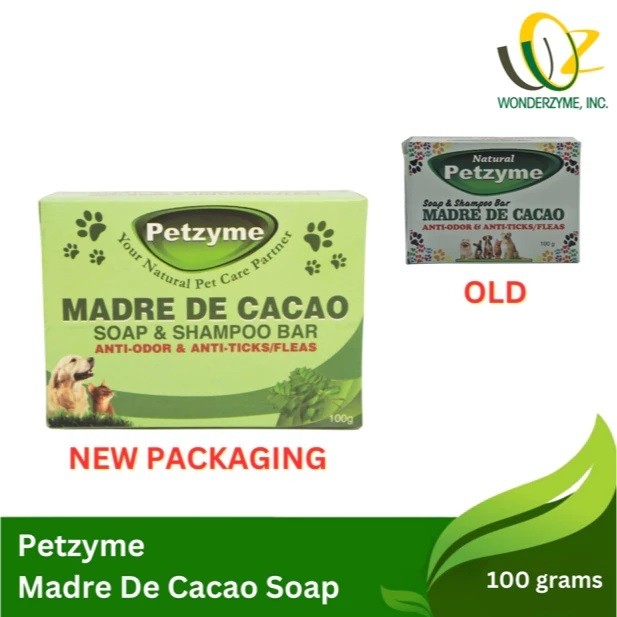 PETZYME Pet Soap & Shampoo Bar 100 grams (Madre De Cacao) Anti ticks ...