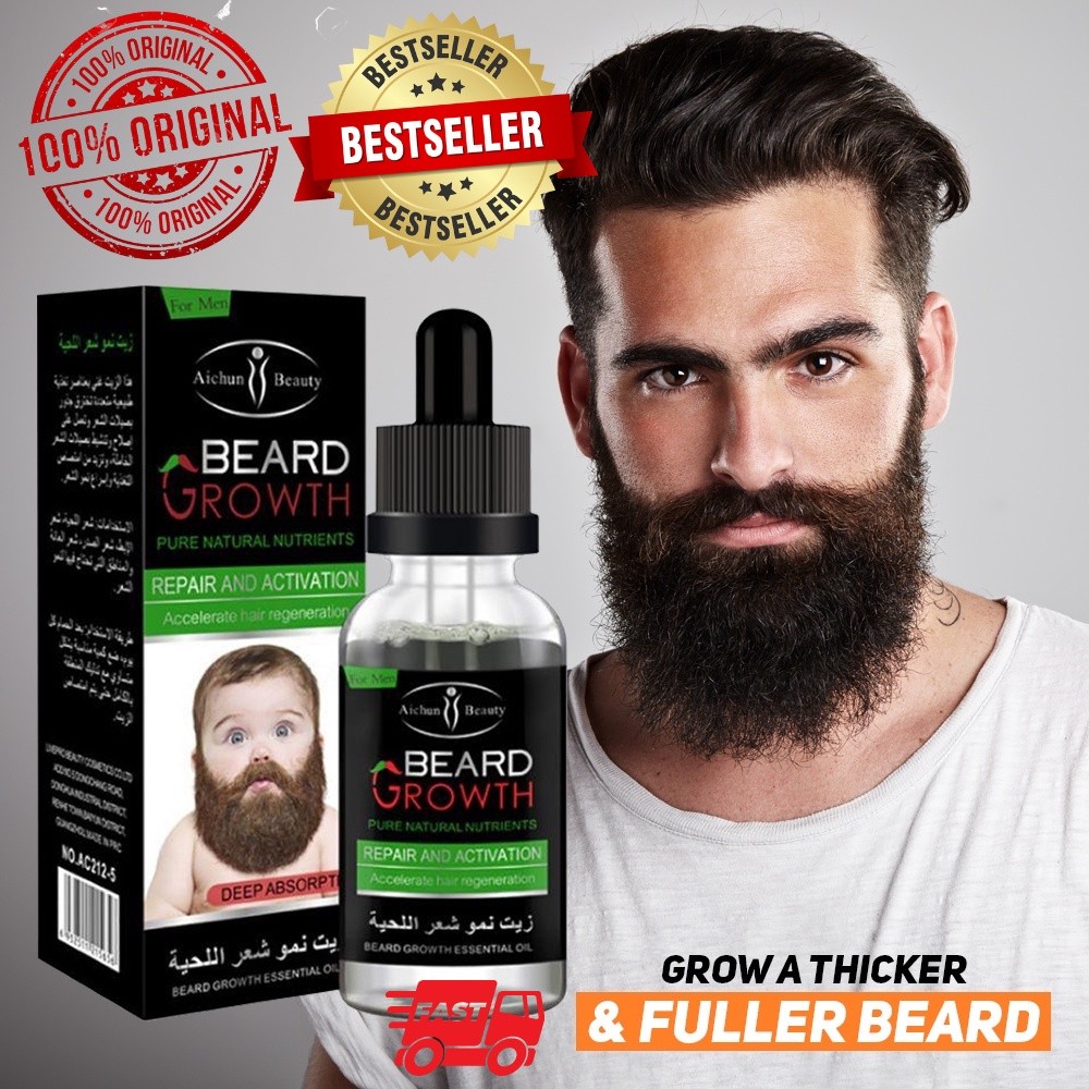 Beard Growth Premium Organic ORIGINAL Mustache Growth Oil Beard Grower ...