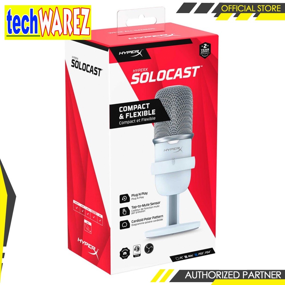 HyperX SoloCast White Edition USB Microphone For Streamers 4p5p8aa ...