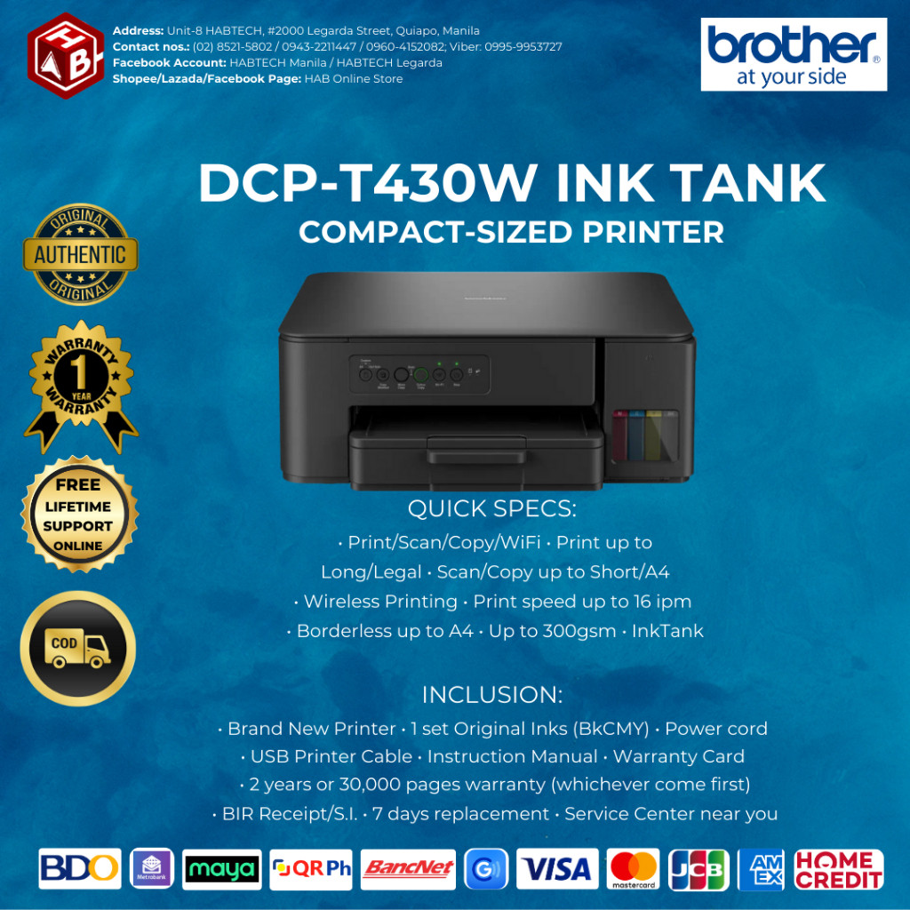 Brother DCP-T430W Ink Tank WiFi Printer T430w T430 (Brother T420w ...