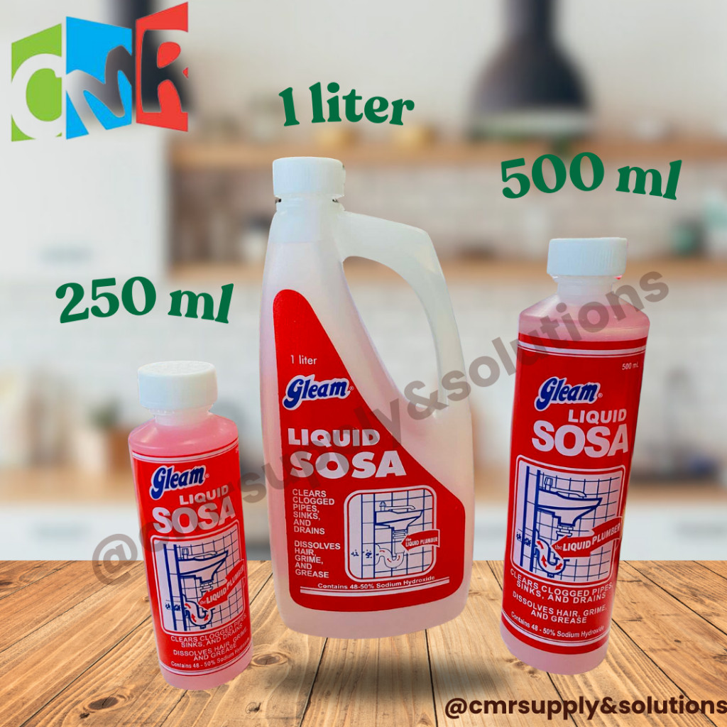 Gleam Liquid Sosa 500ML / 1Liter (SINK & DRAIN DECLOGGER) | Shopee ...