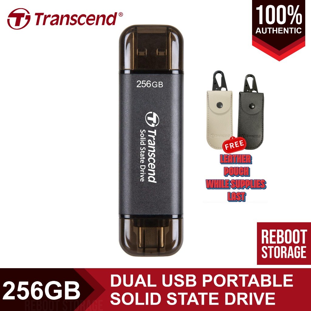 Transcend Flash Drive Type C Dual USB ESD310C 256GB Portable SSD Solid ...