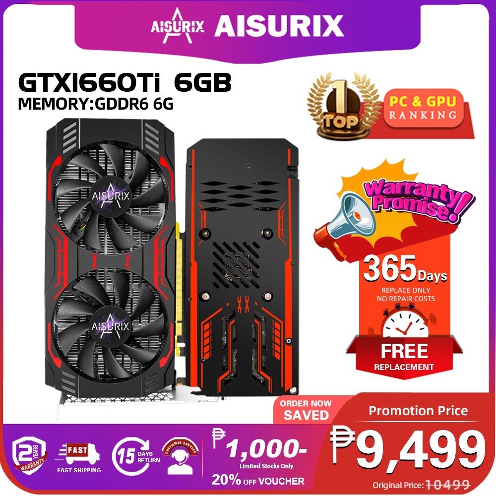 AISURIX GTX1660Ti Nvidia GTX 1660 SUPER 6GB GDDR6 Graphic Card Video ...