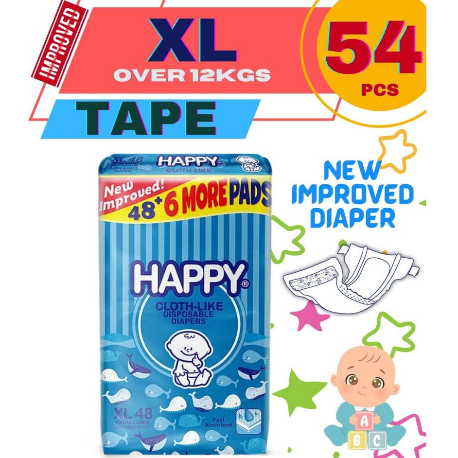 HAPPY BABY REGULAR JUMBO PACK XL DIAPER x54pcs | Shopee Philippines