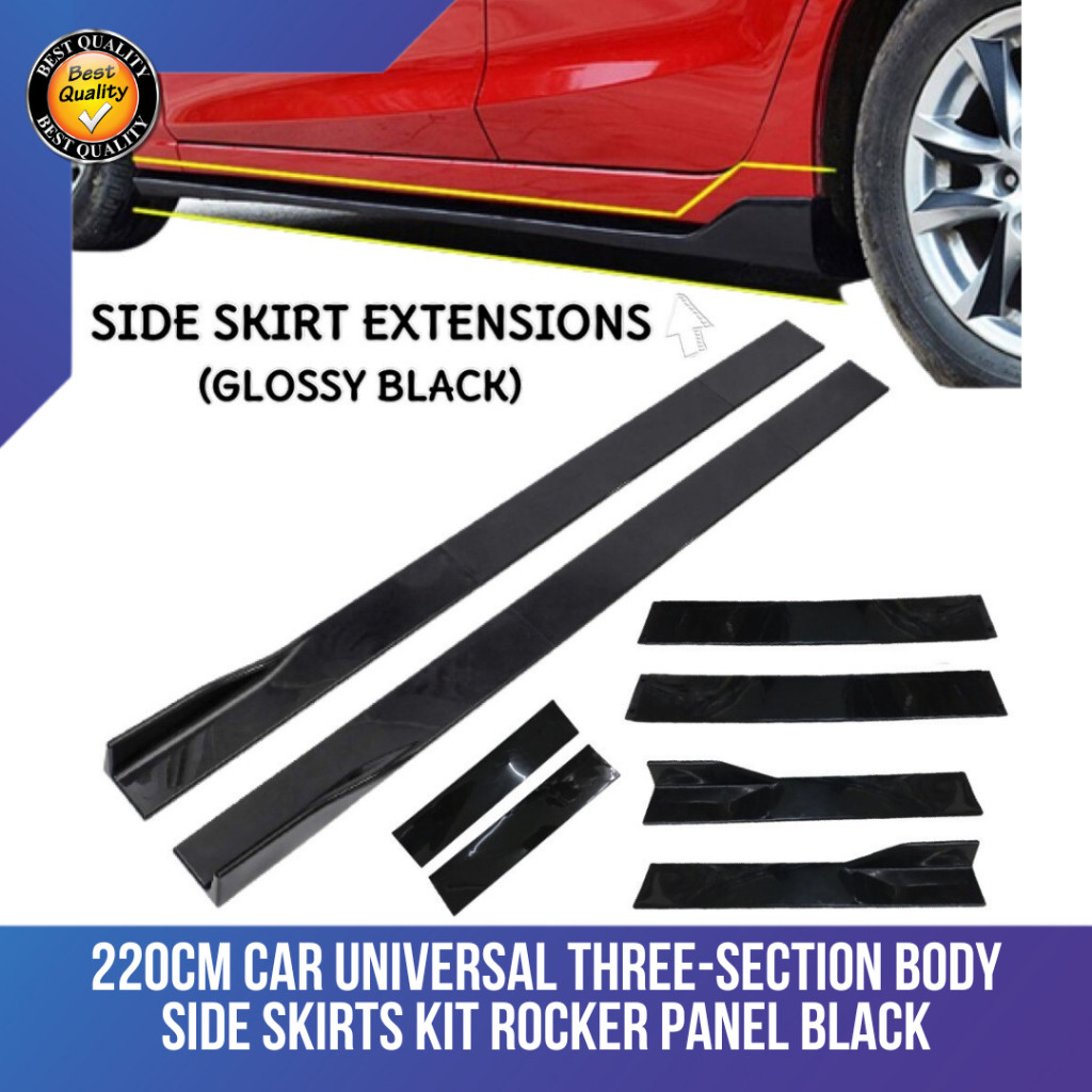 CPA 220cm Car Universal Three-section Body Side Skirts Kit Rocker Panel ...