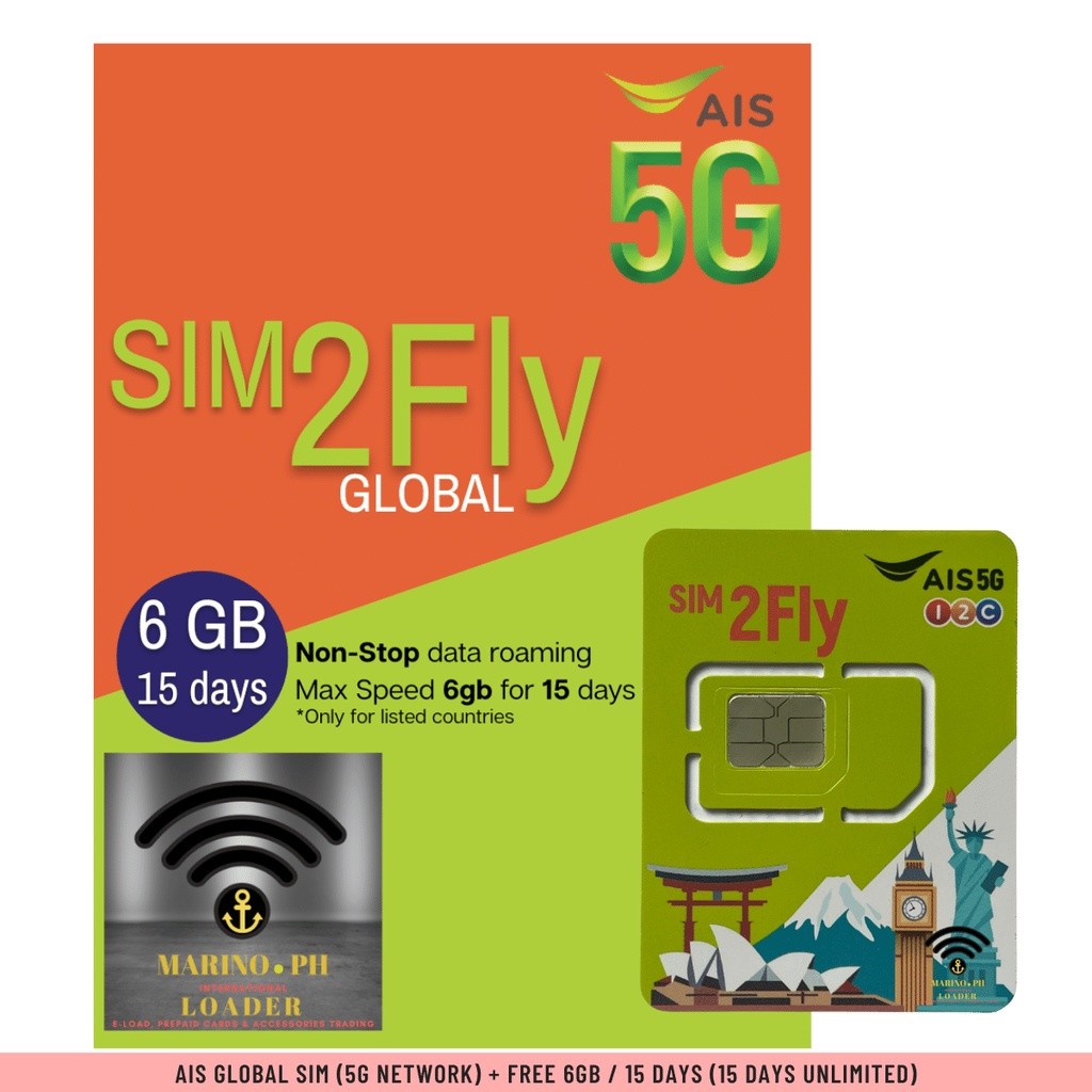 Ais Sim2fly Global Sim card + Free 6gb/15days [Unlimited 15days ...