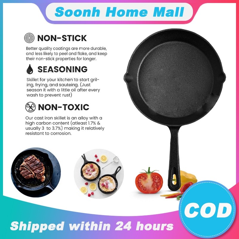 26CM/16CM Cast Iron Pan Non-stick Thickened Frying Pan | Shopee Philippines