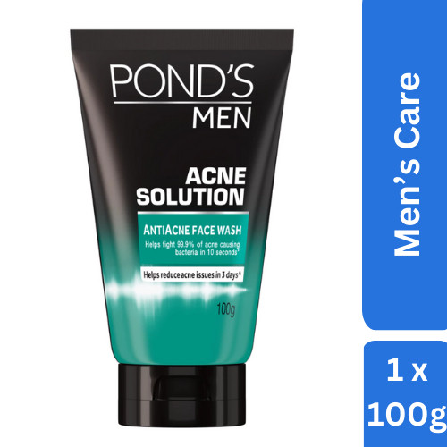 Ponds Men Acne Solution Antibacterial Anti Acne Face Wash For Clearer ...