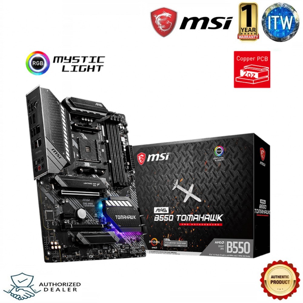 MSI MAG B550 TOMAHAWK AM4 ATX B550 Chipset Motherboard | itw | Shopee ...