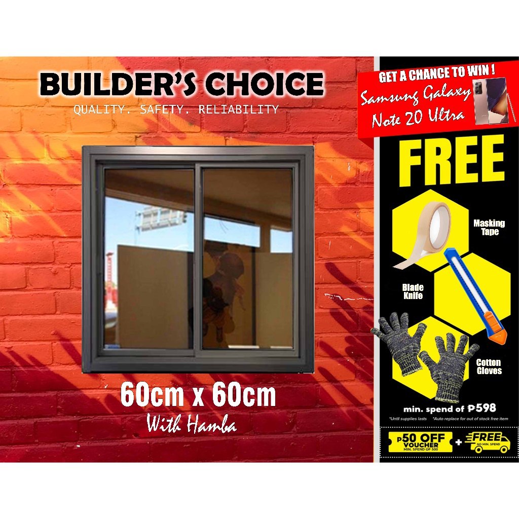 60cmx60cm Aluminum Sliding Window w/ HAMBA & FREE Screen. Best Seller ...