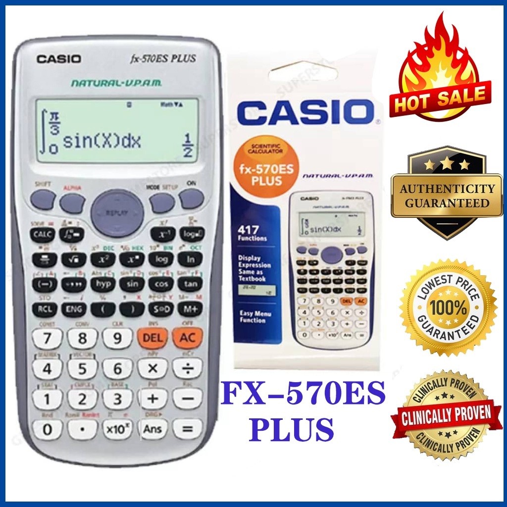 Scientific Calculator Casio FX-570ES Plus 417 Functions 12 digits ...