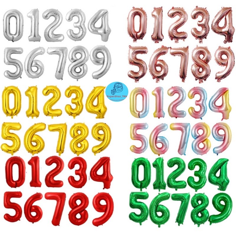 32 inch/18 inch Number Foil Balloons Gold Silver | Shopee Philippines