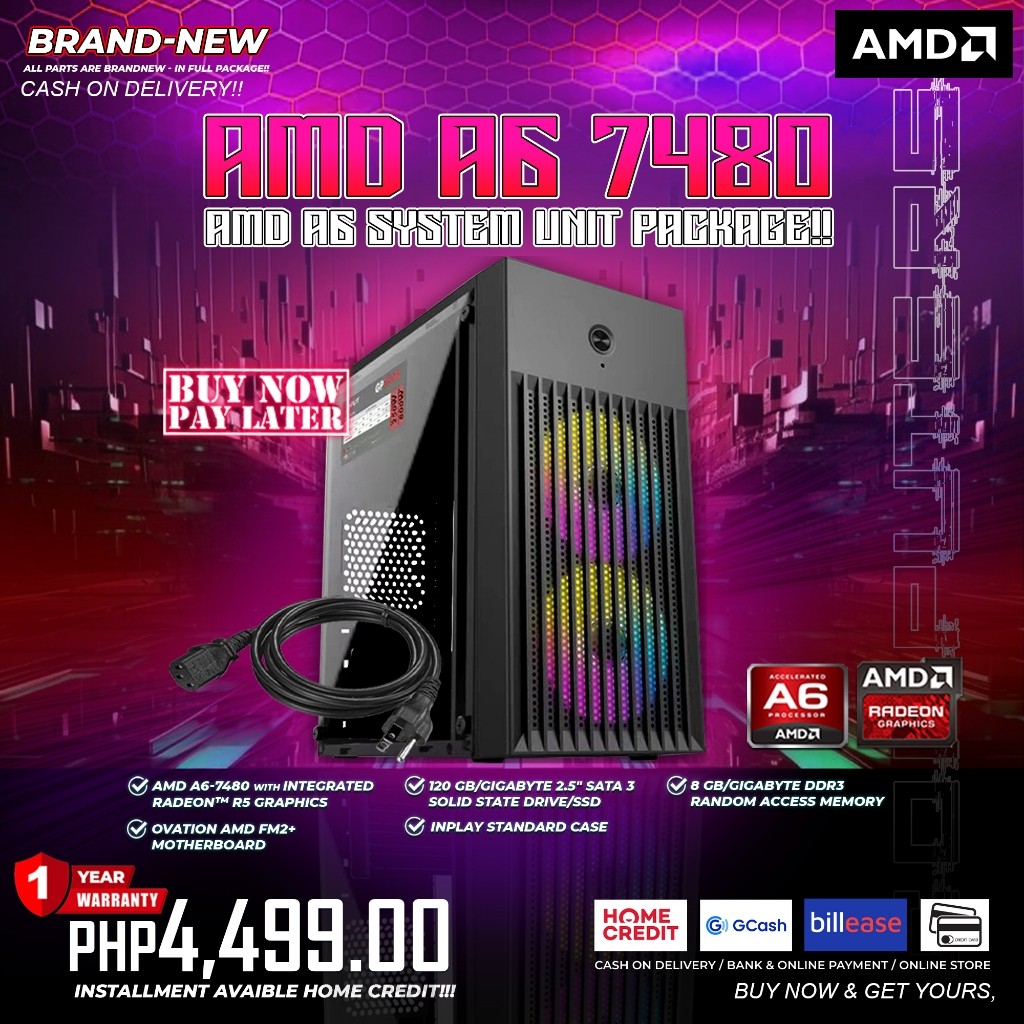 BRANDNEW System Unit CPU Standard Casing-AMD A6 7480 3.5ghz-8gb DDR3 ...
