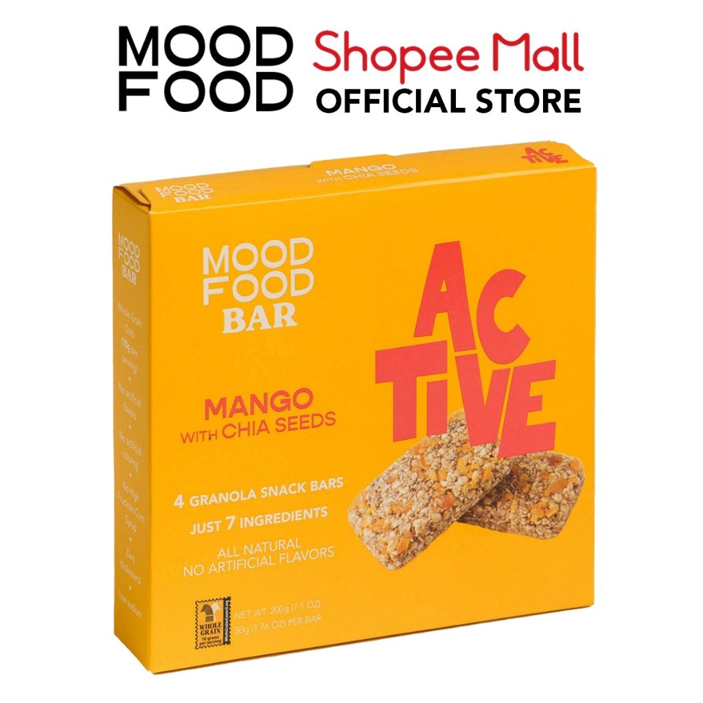 MOOD FOOD BAR ACTIVE Mango with Chia Seeds (4 granola snack bars ...
