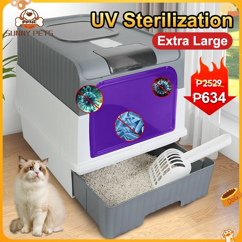 Large Enclosed Cat Litter Box With UV Litter Box Extra Large Capacity ...