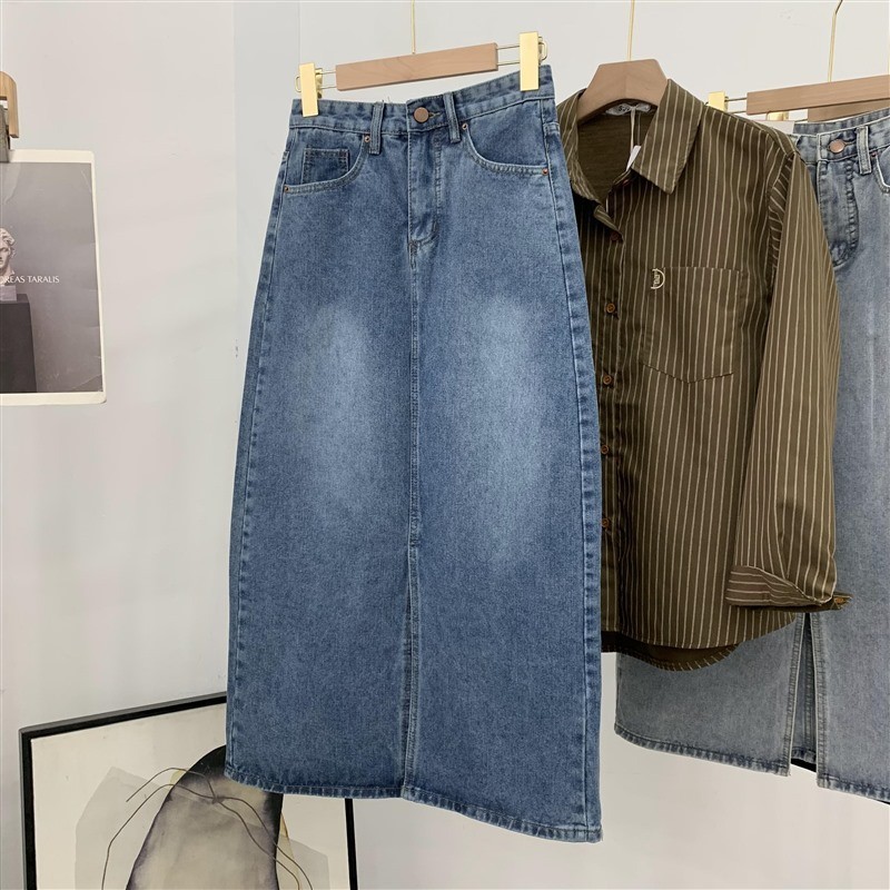 Rosh_Jeans 90s Retro Long Skirt Denim Skirt for woman Maong Palda Jeans ...