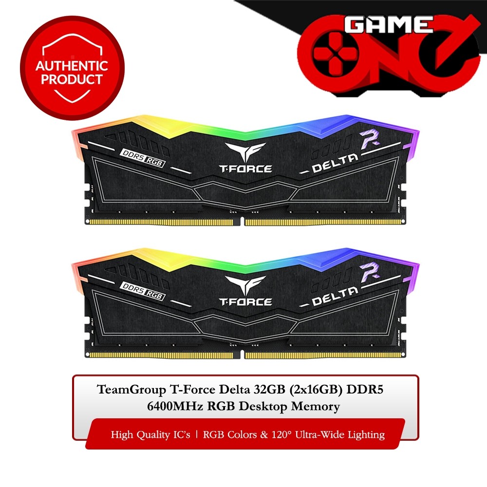 TeamGroup T-Force Delta 32GB (2x16GB) DDR5 6400MHz RGB Desktop Memory ...